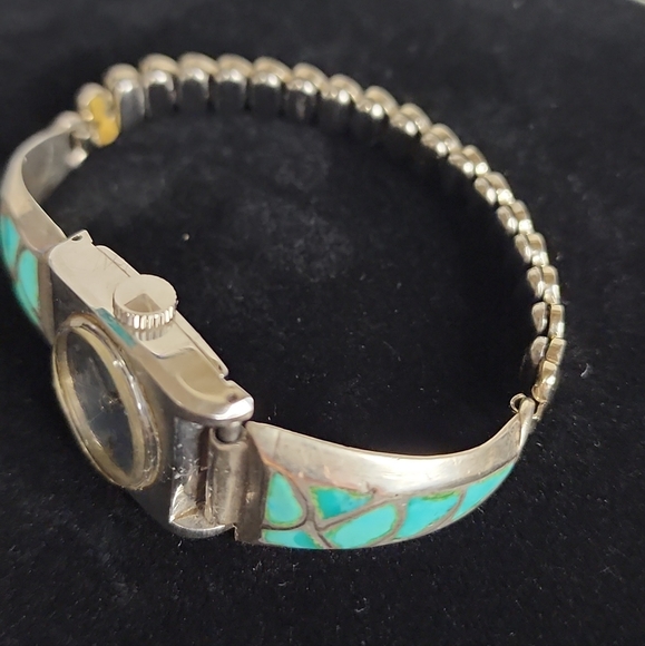 Seiko | Accessories | Rare 97s Seiko Windup Turquoise Inlay Watch ...